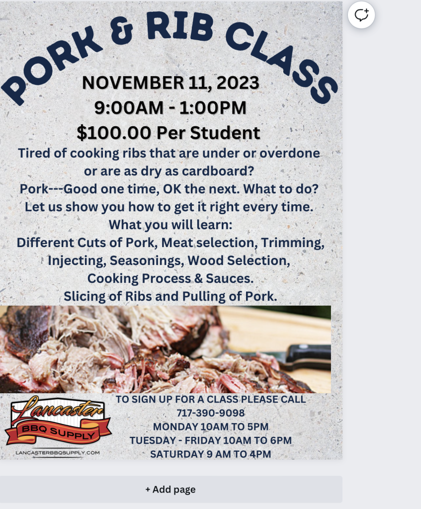 Pork and Ribs Class at Lancaster BBQ SupplyMid Atlantic Barbecue ...